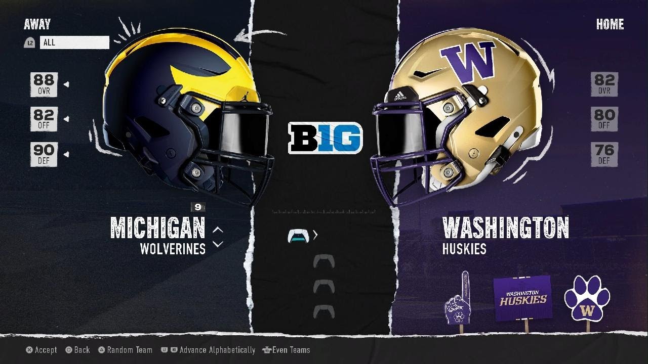 EA SPORTS College Football 25 Week 6 simulation Michigan vs Washington ...