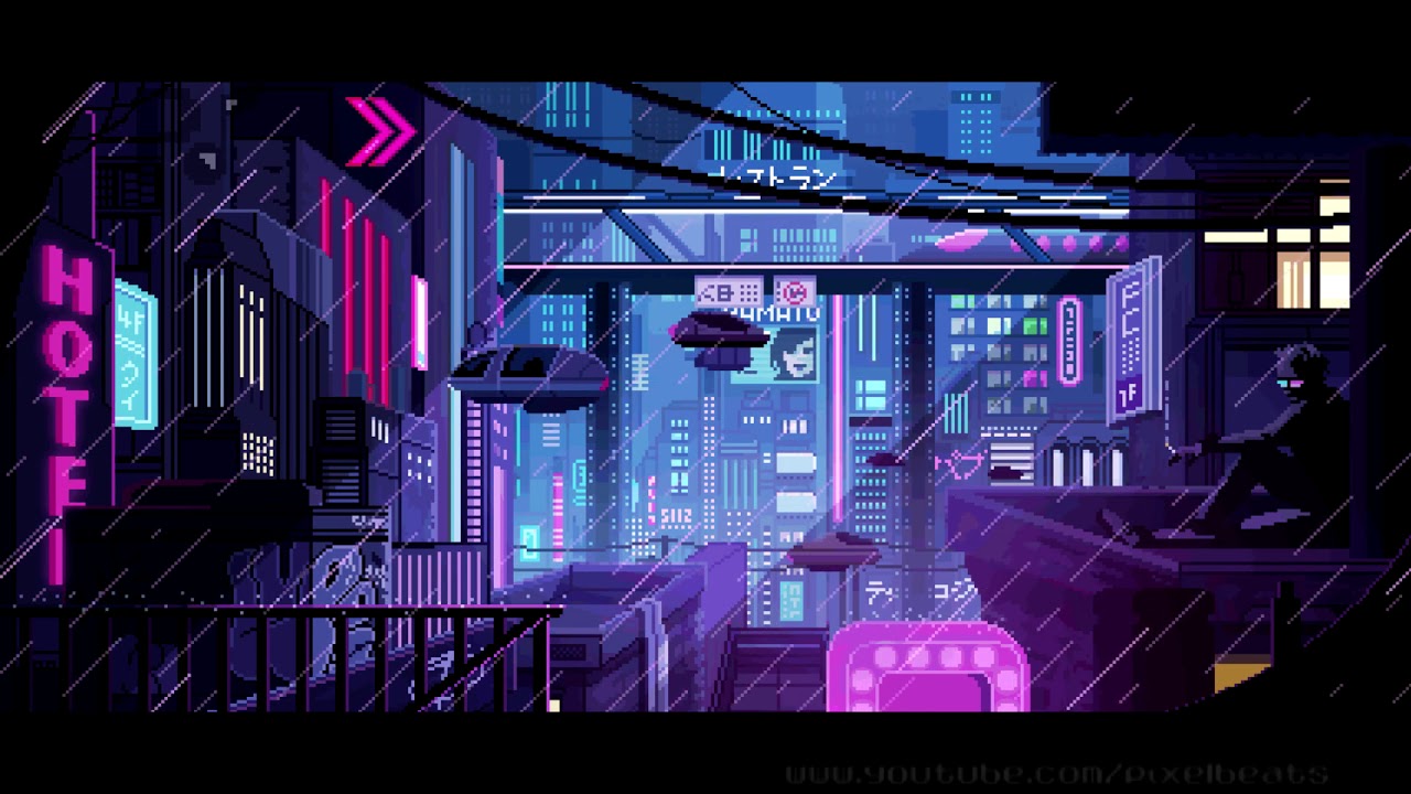Pixel Rain 8 bit Futuristic Theme - YouTube