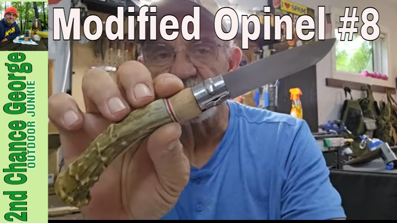 Opinel #8 modified, Drop Point and Antler handle, Back at it, the joy - YouTube