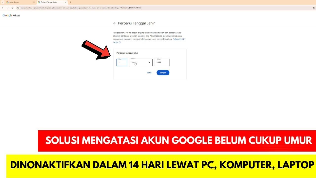 Solusi Mengatasi akun google Belum cukup Umur dinonaktifkan dalam 14 ...
