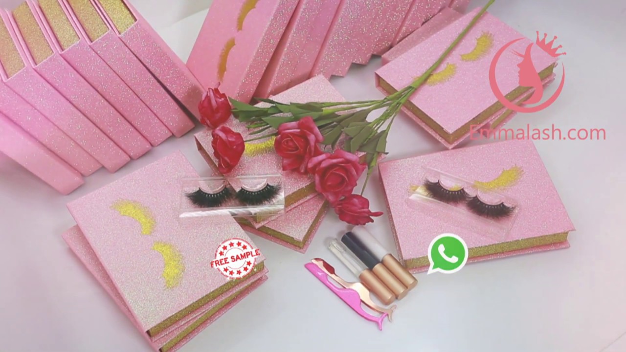 Pink Glitter Book Box With Luxury 3D Mink 25MM Lashes From Emma Lashes ...