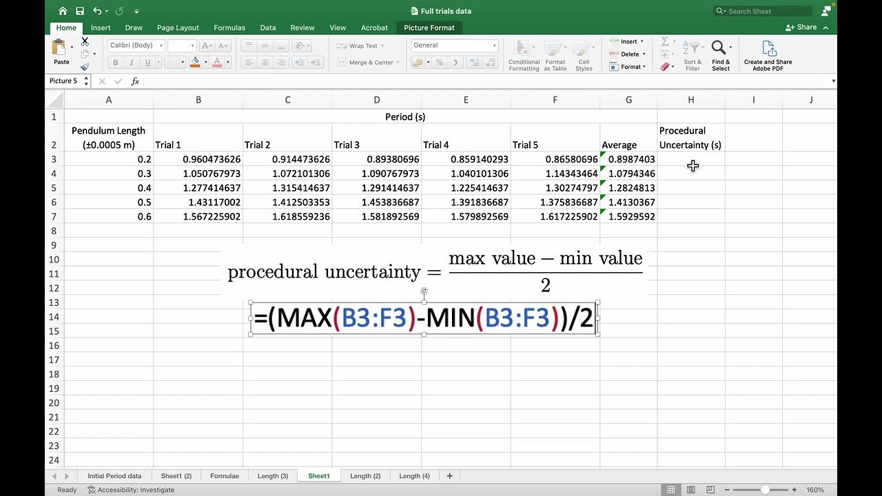 IB Physics IA - Formatting a Table in Excel - YouTube