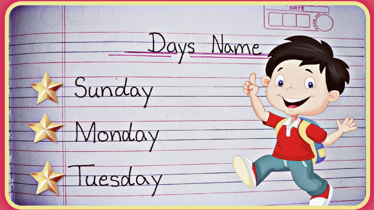 Days Name | Sunday spelling | Monday spelling |Tuesday, Wednesday ...