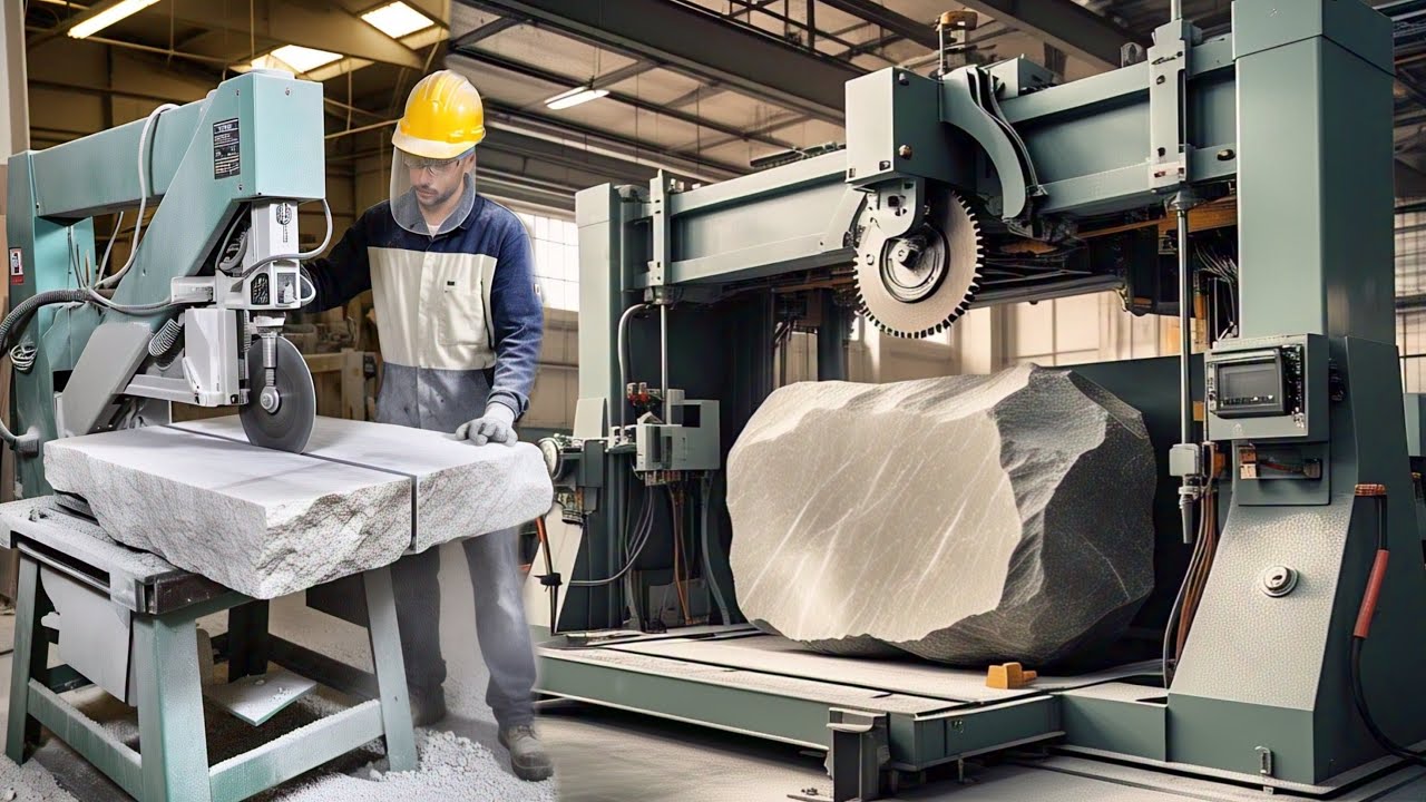 Incredible Works How To Cutting The Huge Stone in The Mountain Marble ...