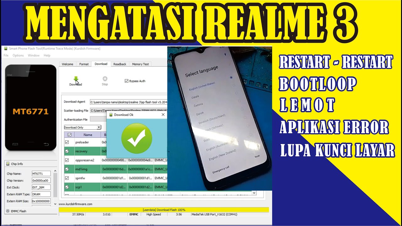 Flash realme 3 Bootloop, Restart - restart, hang logo, Lemot - YouTube