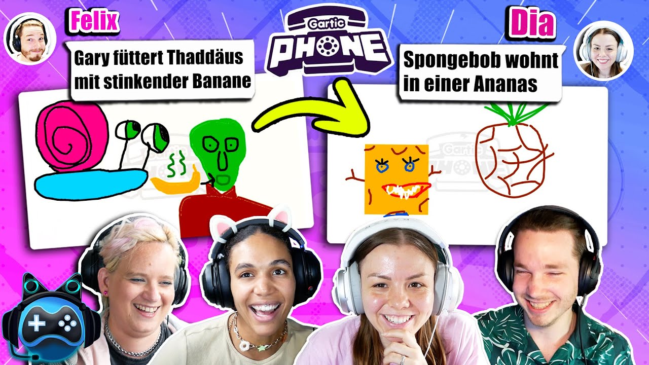 GARTIC PHONE 📱 SPONGEBOB EDITION 🍍 Lachflash bei der Crew 😂 - YouTube