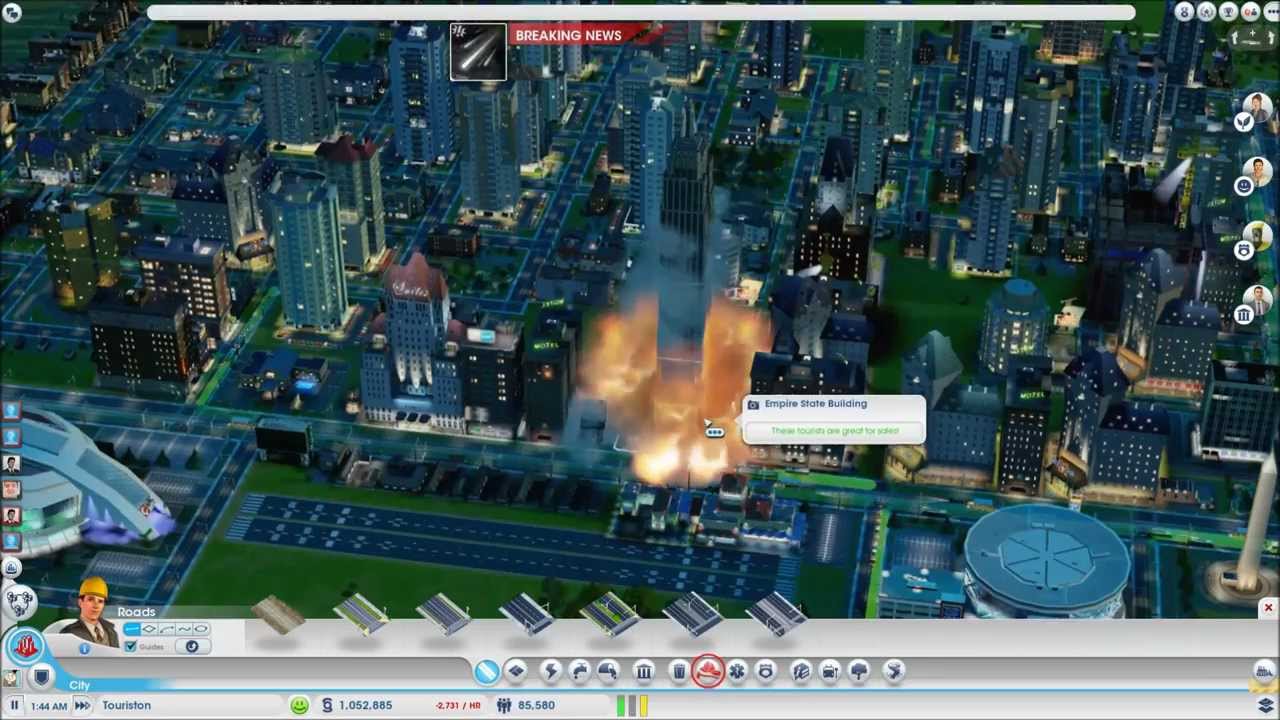 Meteor destroying Empire State Building in SimCity 2013 ! - YouTube