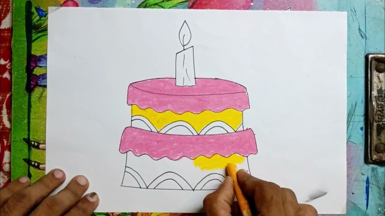 How to Draw a Happy Birthday Cake EASY/Birthday Cake Drawing Step by ...