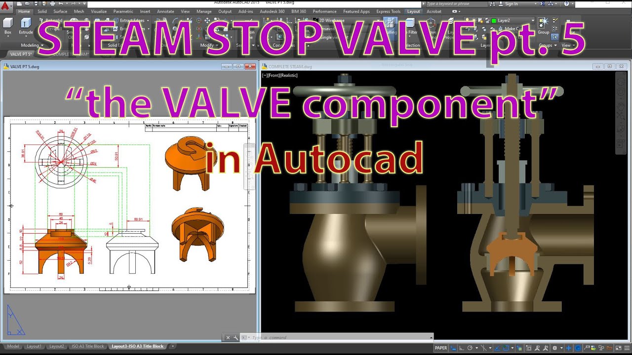 Steam Stop Valve pt 5 (the Valve) in Autocad - YouTube