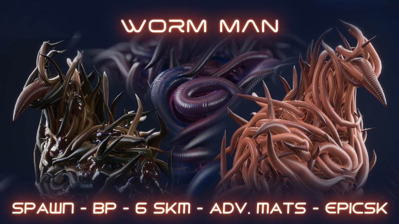 WormMan for #ue4 #ue5 @Fab with epic skeleton, 6 SKM, Advanced Material and BP - YouTube