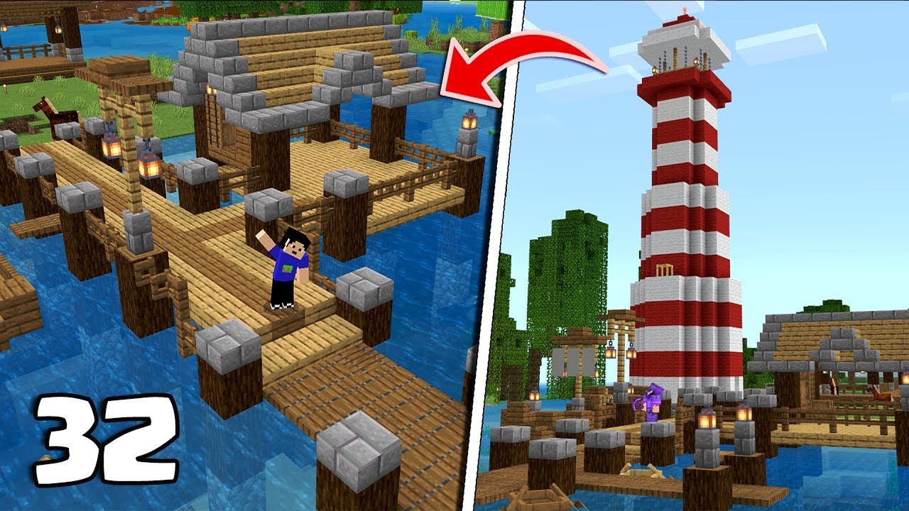 Membangun Pelabuhan di Survival Profesor MCPE Ep 32 - YouTube