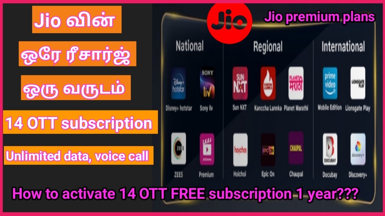 Jio premium plans | 14 OTTs in one jio prepaid recharge | How to ...