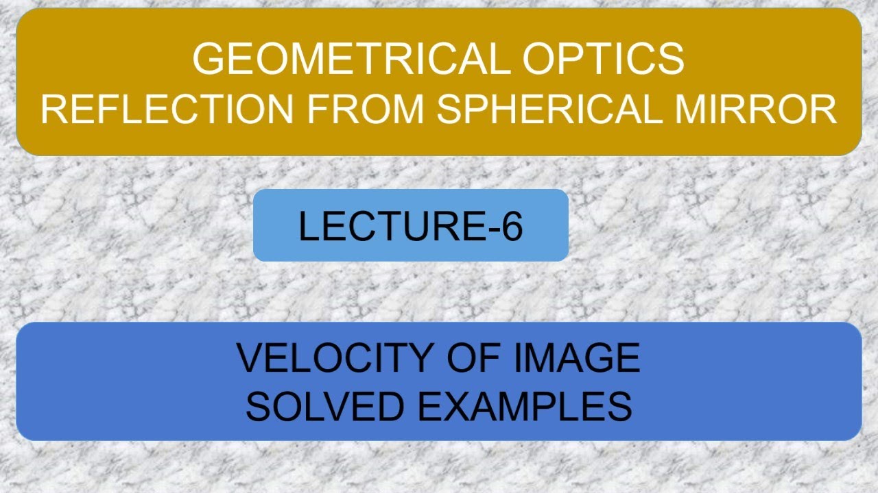 Geometrical optics | Lec 6 | Velocity of image for Spherical Mirror ...