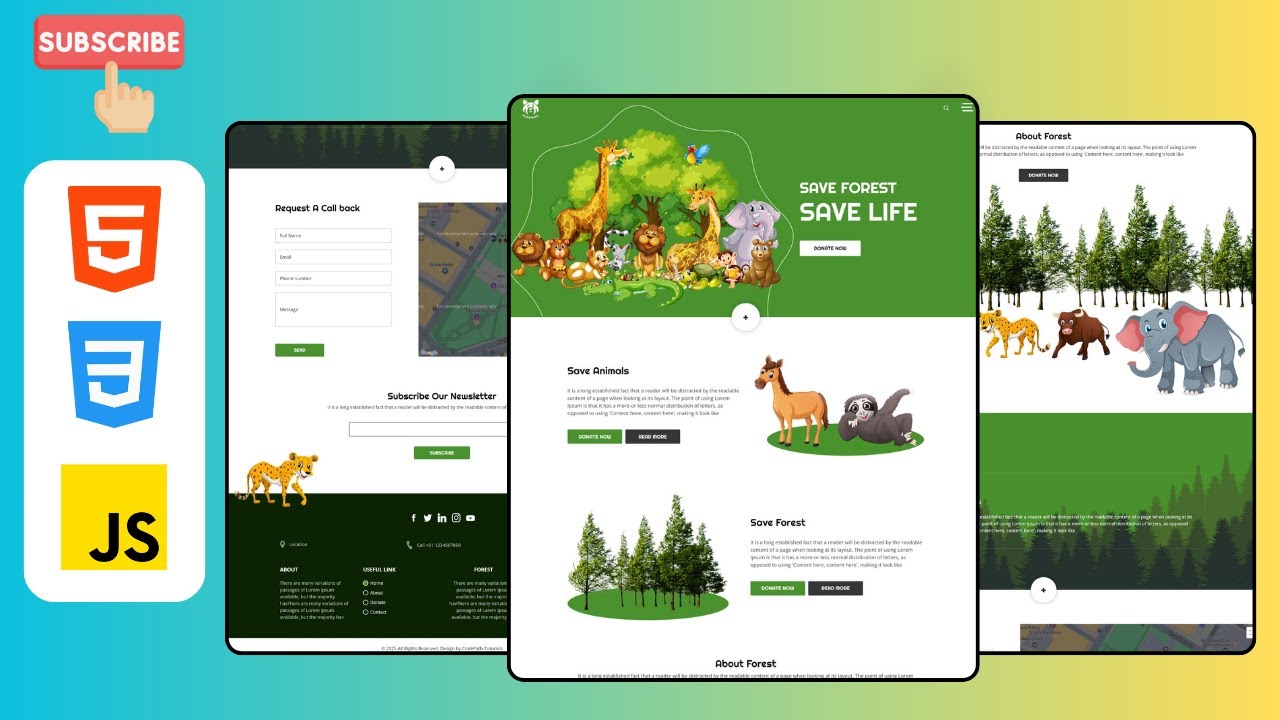 Responsive Forest Saver Website Design Using HTML , CSS & JavaScript ...