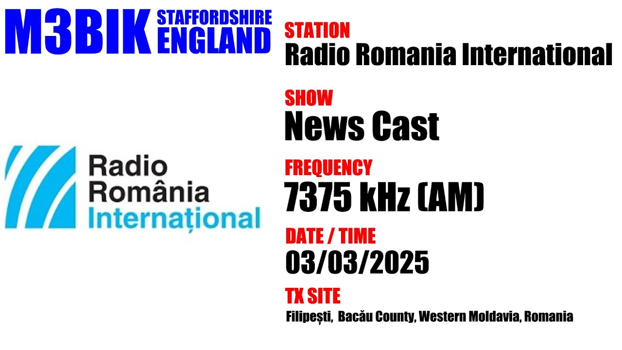 7375 kHz (AM) Radio Romania International - News Cast (03/03/2025 ...