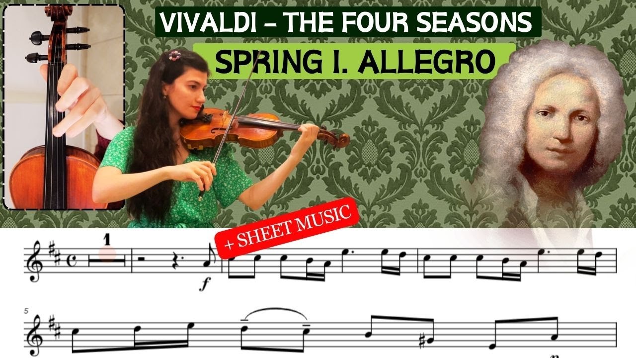 "Spring I. Allegro - Four Seasons" by Vivaldi - Violin Tutorial + sheet music [PDF] - YouTube