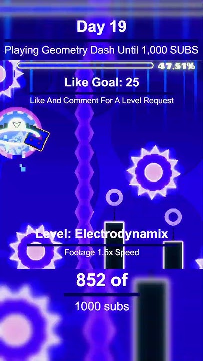 Pushing to 1000 subs: Geometry Dash Day 18 Electrodynamix | With Shaders (Rtx) - YouTube