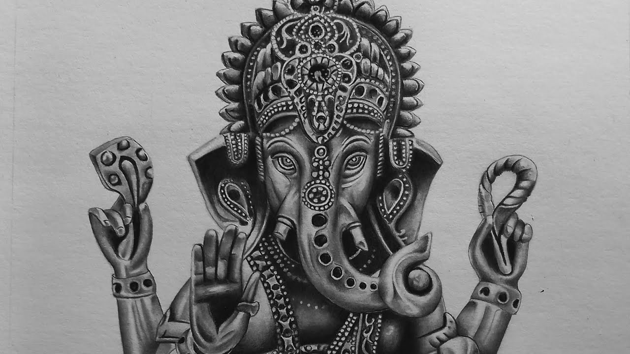 Ganesh Realistic Drawing || Using Charcoal & Graphite Pencil - YouTube
