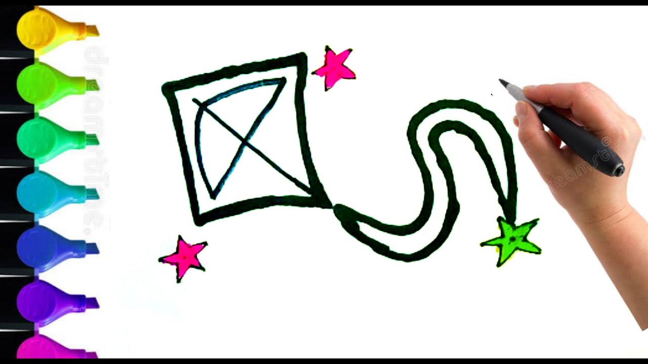 Color kite artkite,kite drawing,art,how to draw kite,kite art,kite ...