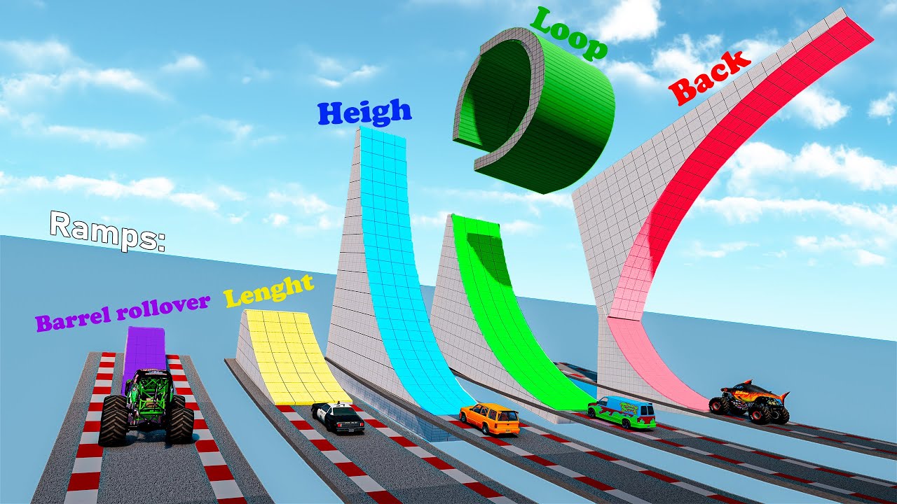 Which Ramp Gives Monster Trucks the Best Jump? - BeamNG.drive - YouTube