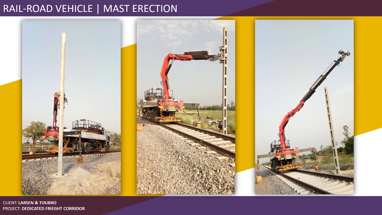 Rail Road Vehicles (RRV) | Mast Erection | Premnath Rail - YouTube