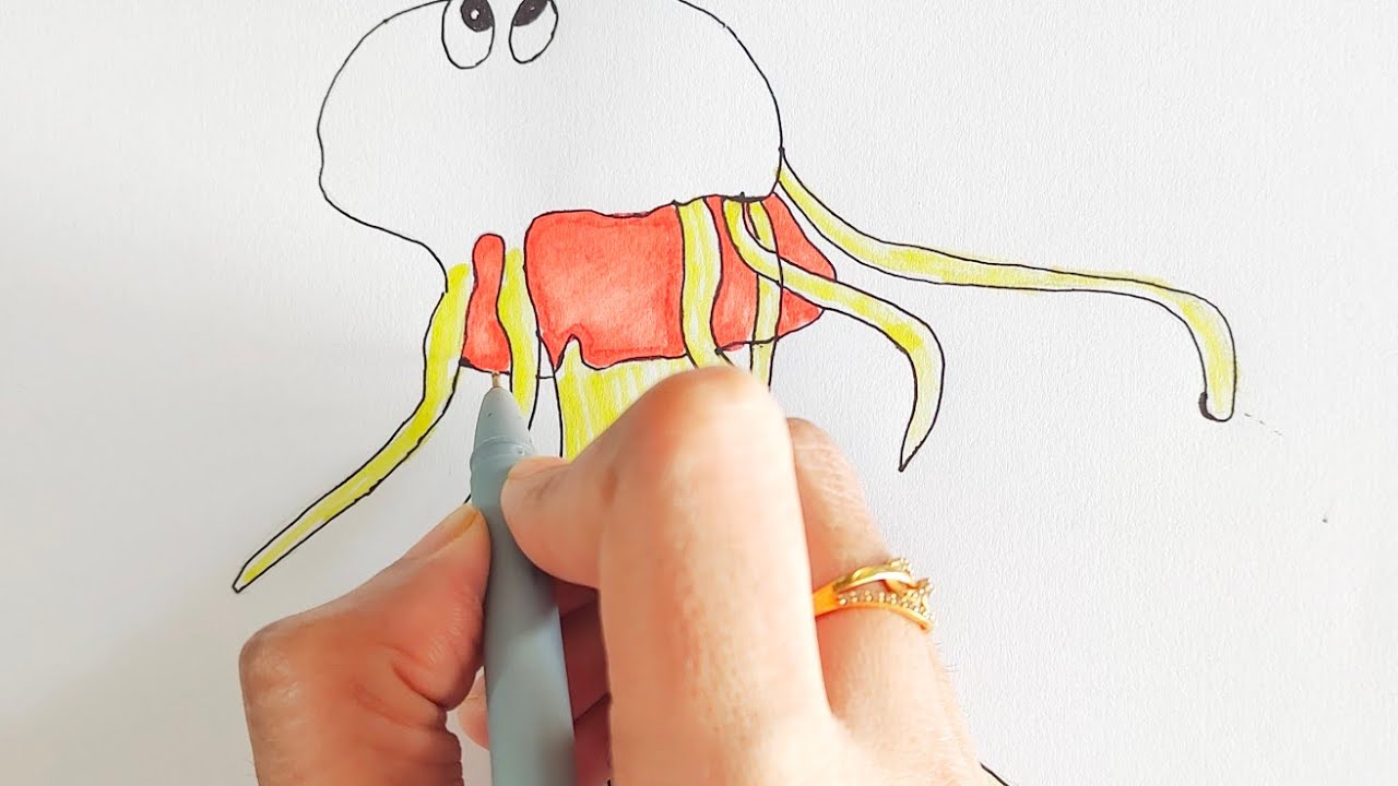 How to draw a cute Jelly Fish/ Easy Jelly Fish drawing step by step ...