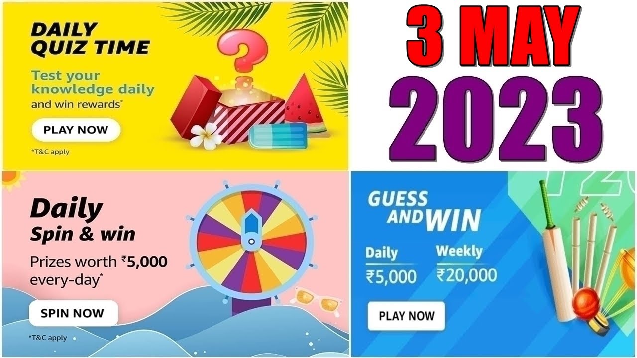 Amazon Quiz Today | Amazon Guess And Win Quiz Answers | 3 May 2023 ...