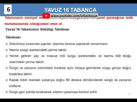 Yavuz 16 Tabanca -   Özel Güvenlik Silah Bilgisi Eğitimi 9.  Hafta