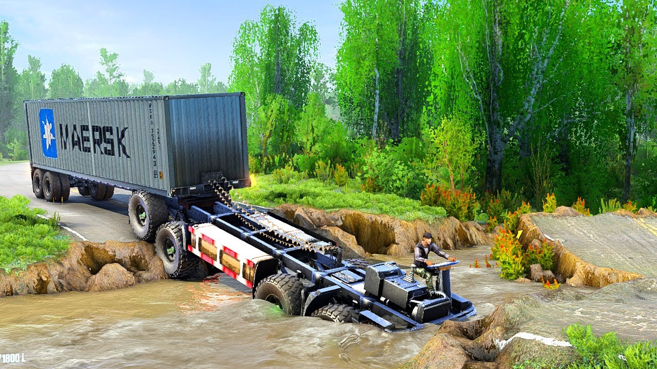 Extreme Truck Challenge on Broken Bridge – Spintires MudRunner - YouTube