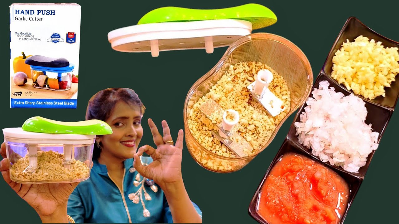 Hand Push Garlic Cutter & Vegetable Chopper Review | Food Chopper for ...