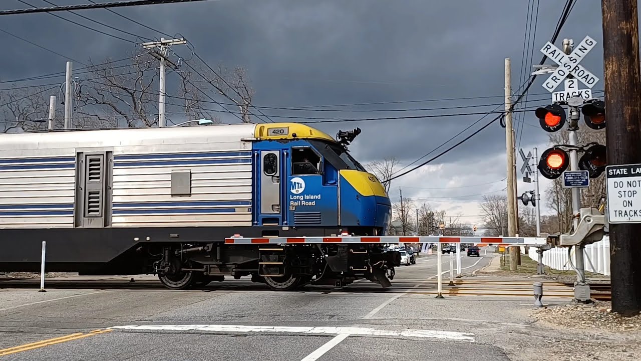 LIRR 420 Double Decker Train With my WCH E-Bell, Connetquot Ave Railroad Crossing, East Islip NY ...