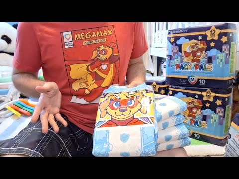NorthShore Pack Pals adult diaper review, Printed MegaMax diapers with 12‑Hour Protection!