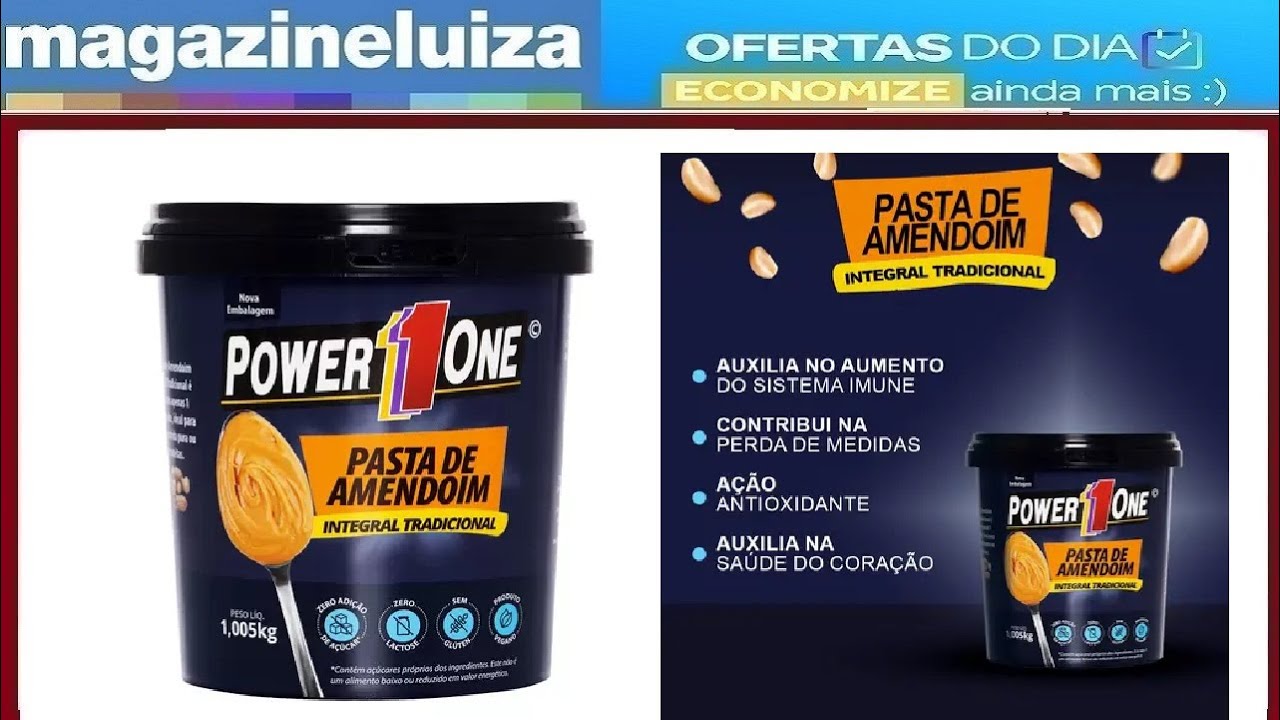 Pasta de Amendoim POWER ONE - Sabor Integral Tradicional Com 1,005 kg ...