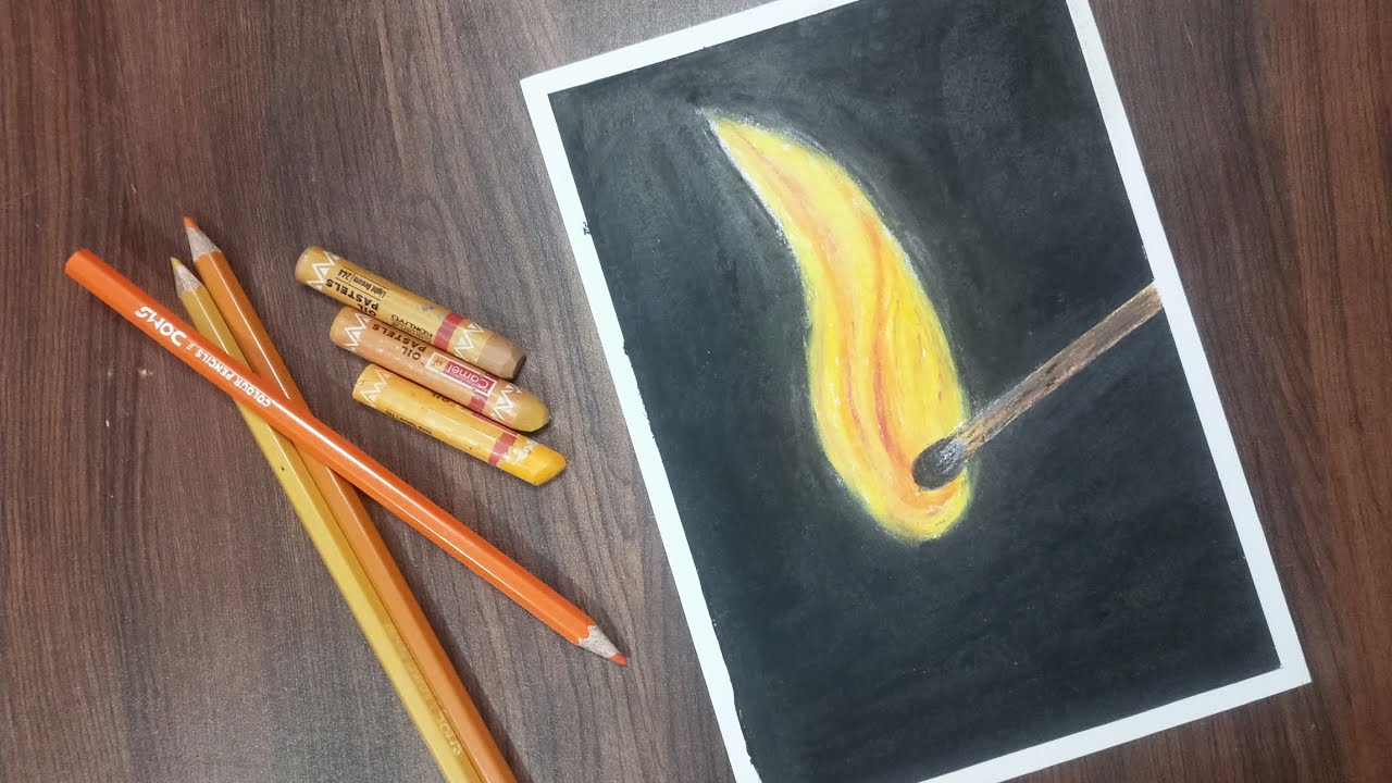 How To Draw Match Fire With Oil Pastel for Beginners-Step by Step - YouTube