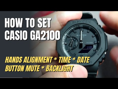 How to set Casio G-Shock GA2100 (hands alignment, time, date, backlight, mute, etc GA-2100 setting)
