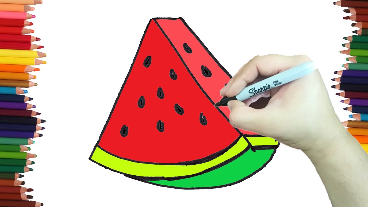 Como dibujar SANDIA o PATILLA paso a paso y MUY FACIL - Dibujos para ...