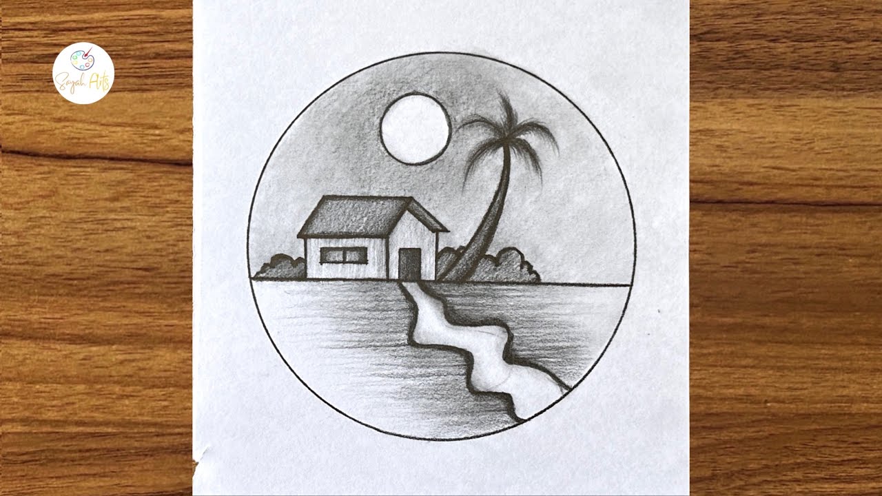 Easy circle scenery drawing || Circle drawing for beginners || Easy ...