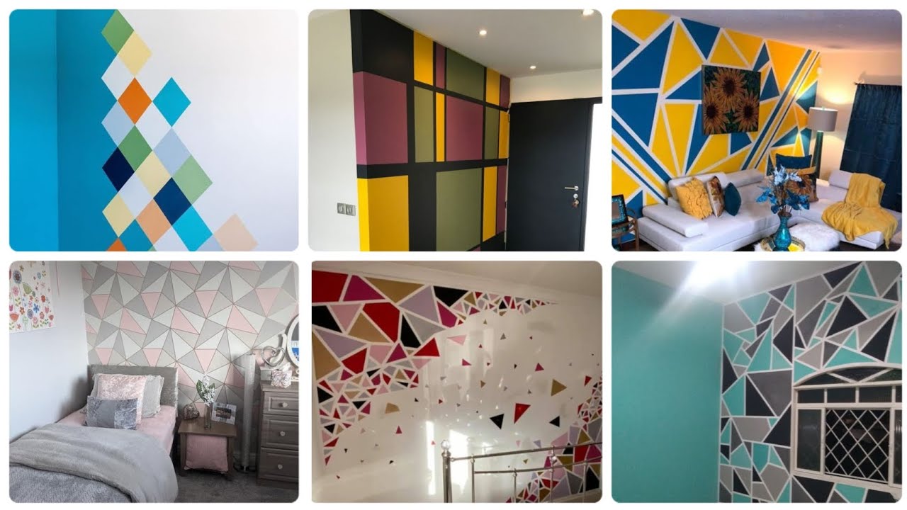 2023 Geometric wall painting ideas | Geometric design with paint ...
