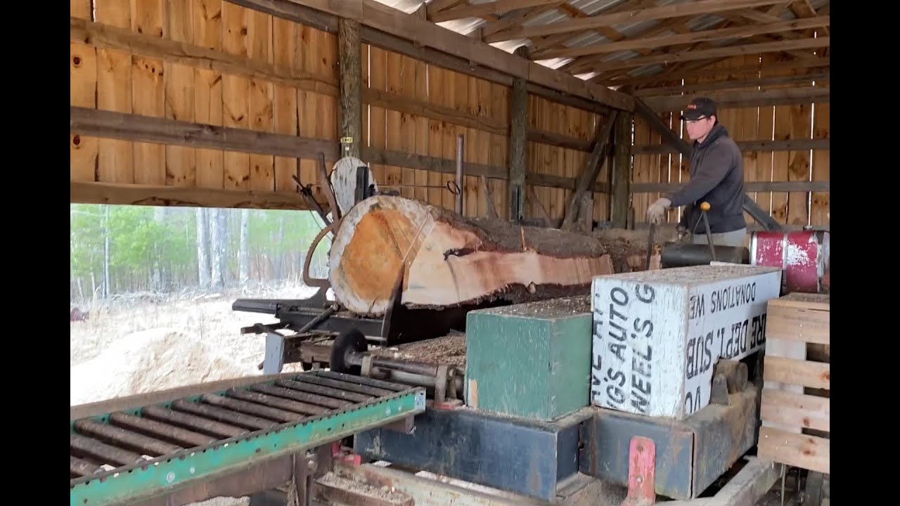 Frick Sawmill Sawing White Pine - YouTube
