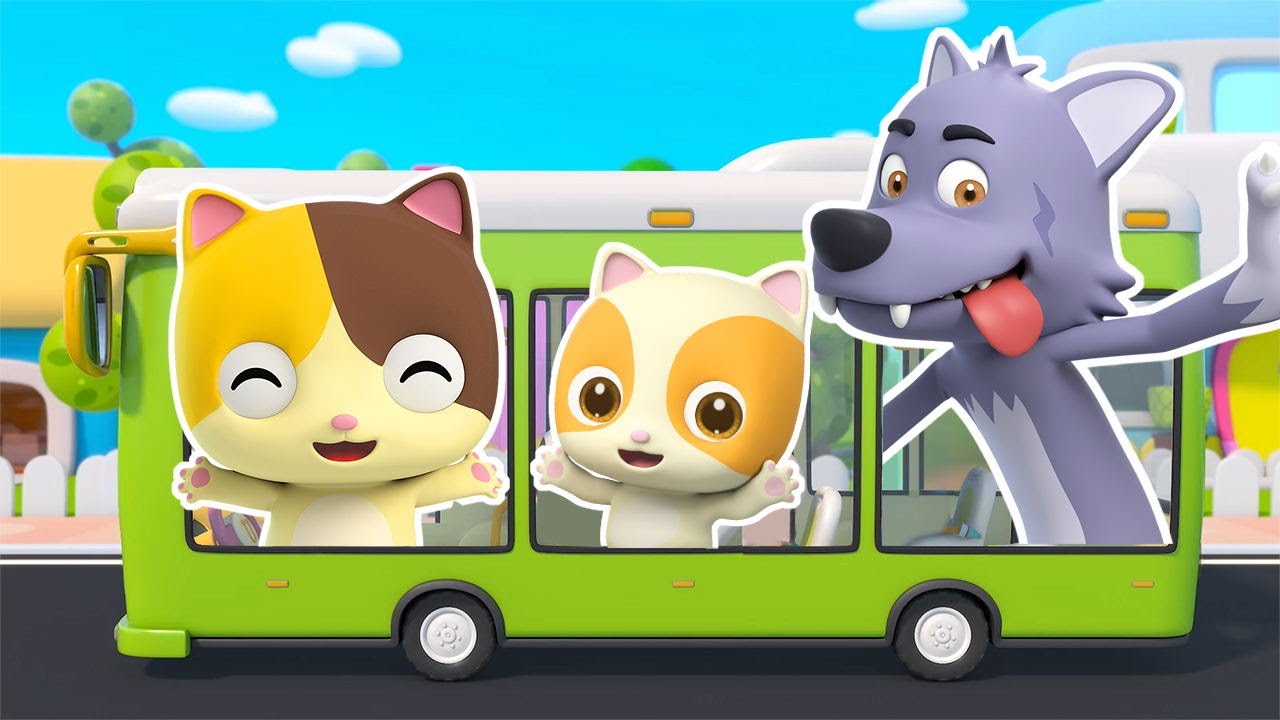 Wheels on the Little Bus | Learning Vehicles | Nursery Rhymes | Kids ...
