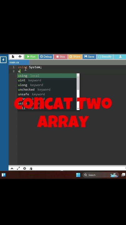 Concat Two Array In C# || #shorts ||#viral || #coding - YouTube