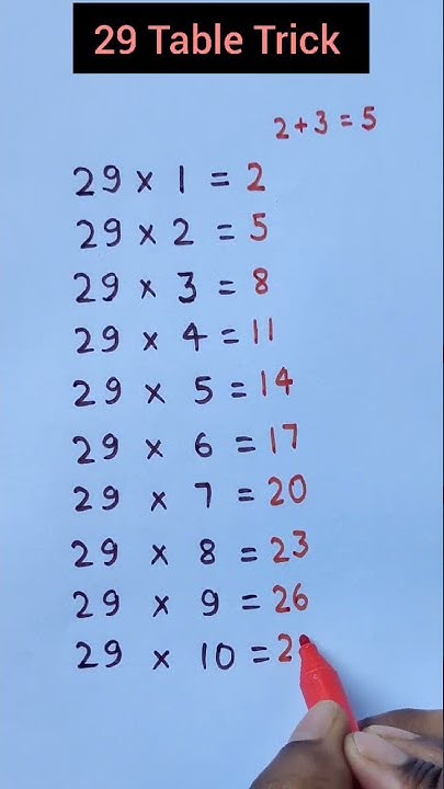 29 Table Trick | Vedic Maths | Fast Math Calculation #shorts #vedicmaths #ytshorts #vedic - YouTube