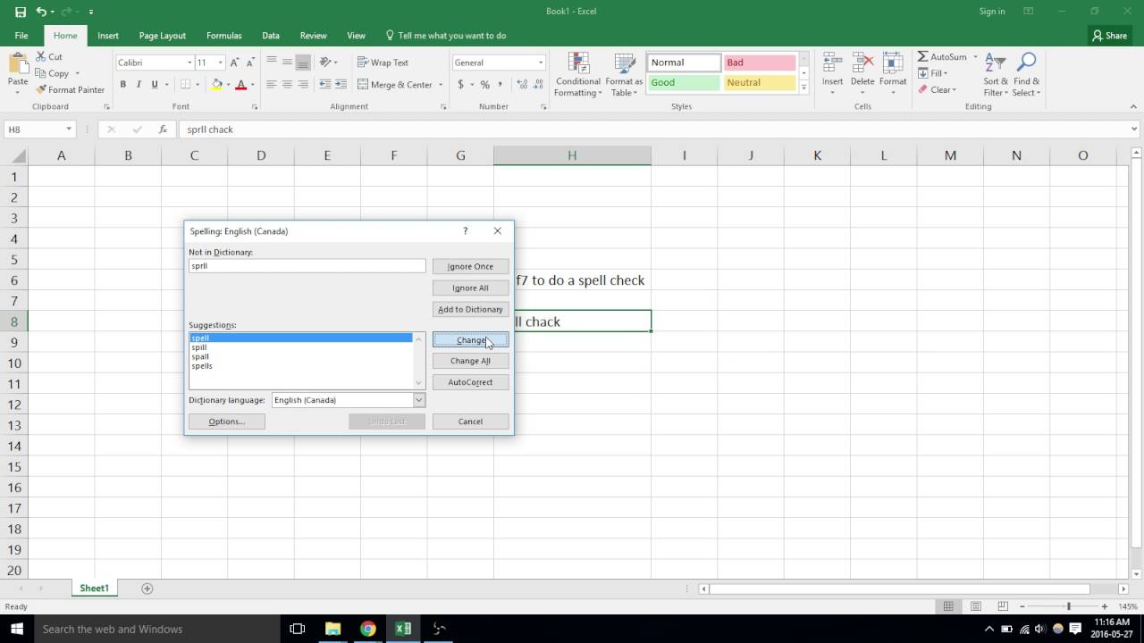 Spell Check Excel 2016 Video 48 Youtube