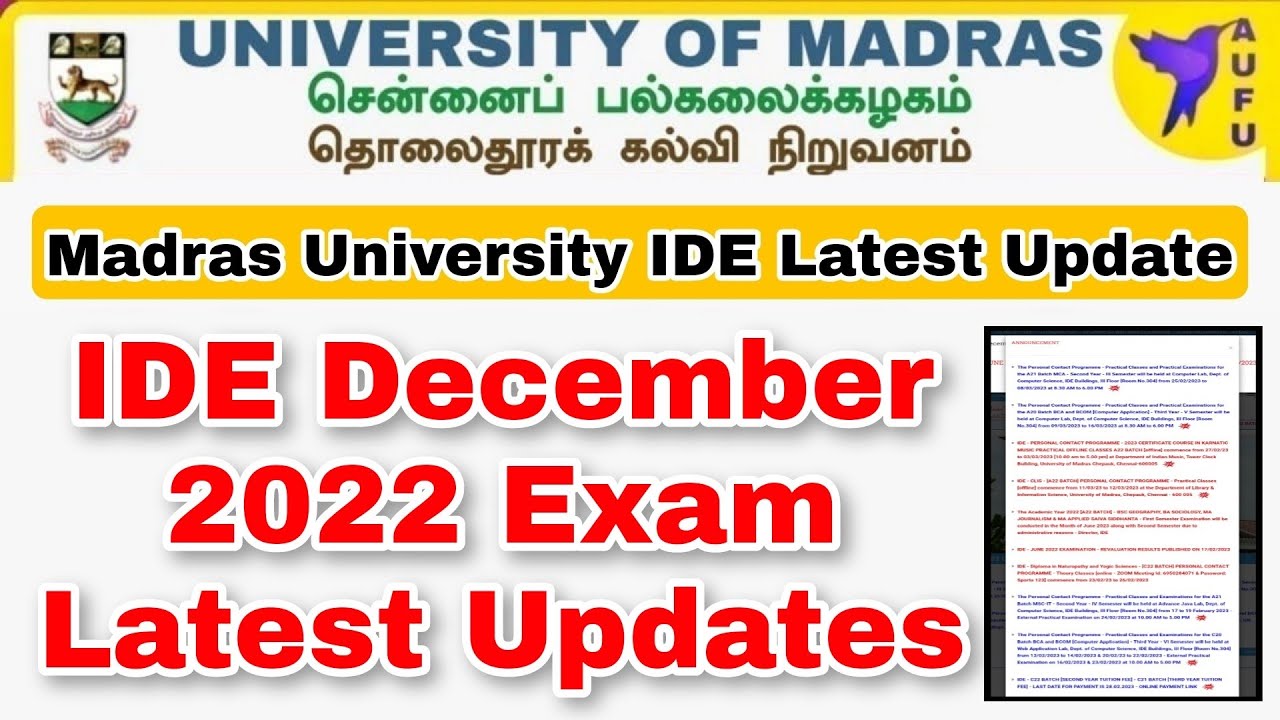 Madras University IDE December 2022 Examination Today Updates 👍 - YouTube