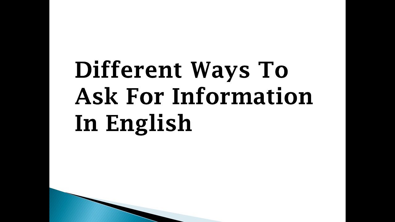 Different ways to ask for information in English(Lesson_12) - YouTube