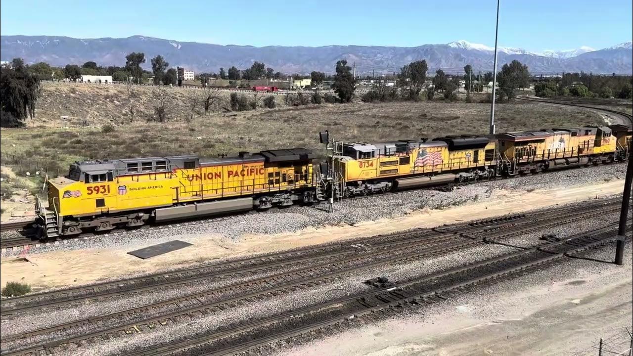UP 5931 Leads Westbound Loaded Coal Train Rolling Through West Colton Yard - YouTube