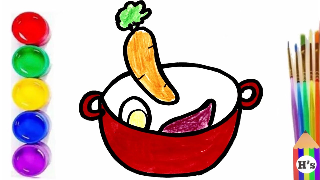 How To Draw Vegetables in the Pan | Cooking Time - YouTube