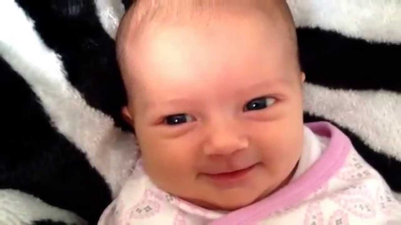Baby Bella grinning at 26 days old :) - YouTube