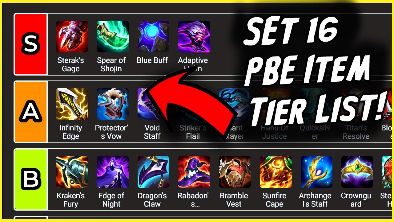 PBE Item Tier List!!! Item Slams & Predictions for TFT SET 16 - YouTube