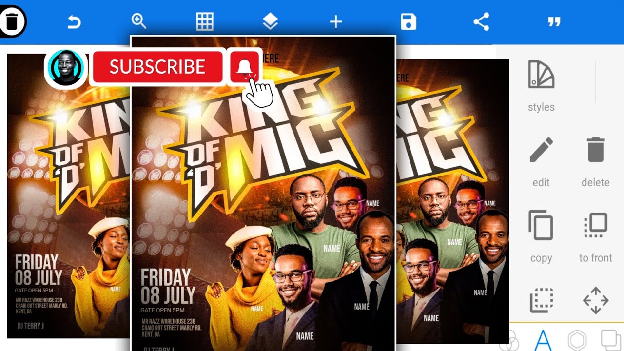 How to Design a 3D Party Poster in Pixellab - YouTube